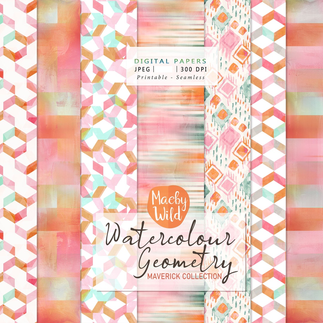 Watercolor Geometric Digital Seamless Pattern Paper - Etsy