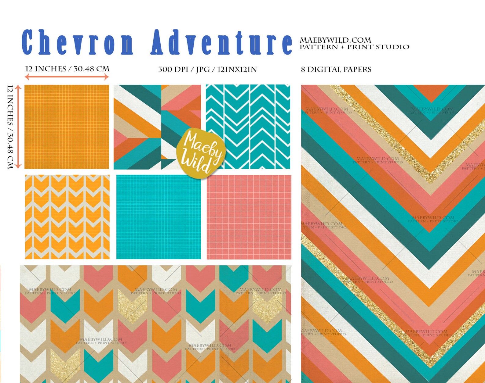 Have a Chevron Digital Paper Adventure With Colourful Arrows - Etsy