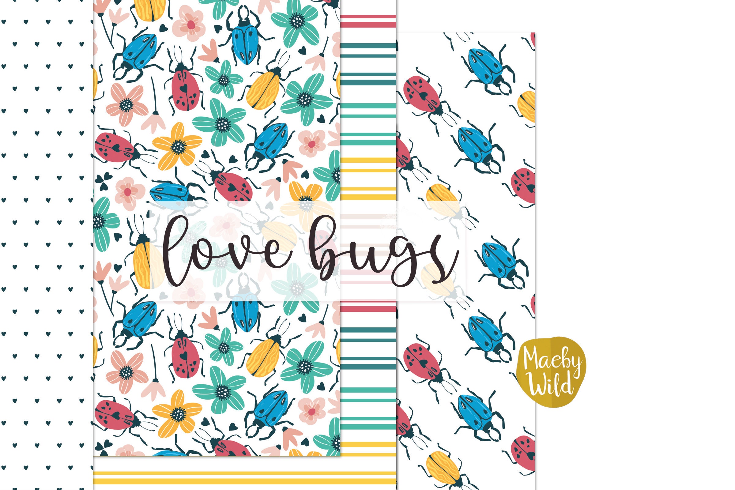 Paper, Party & Kids Insect Scrap paper Insect & garden seamless ...