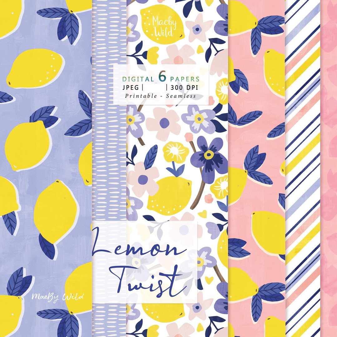 Digital Lemon Painted Fruit Pattern Paper - Background - Scrap Paper ...
