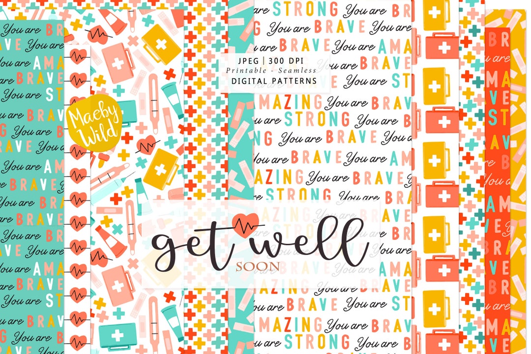 Get Well Soon Pattern -digital Seamless Paper - Medical Illustration ...