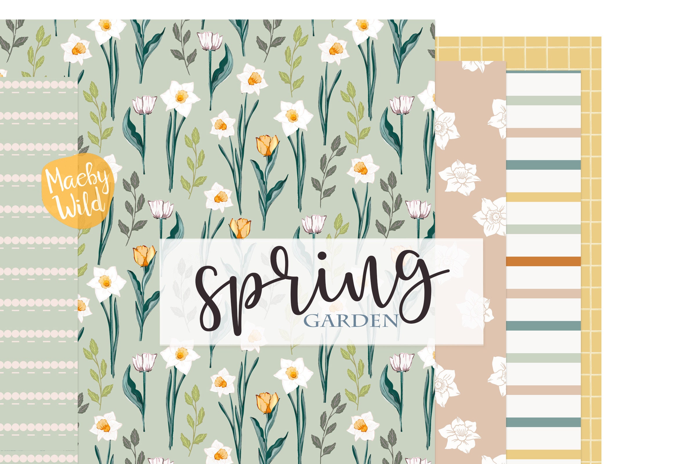 Spring Garden Digital Seamless Pattern Paper - Floral Easter Pattern ...