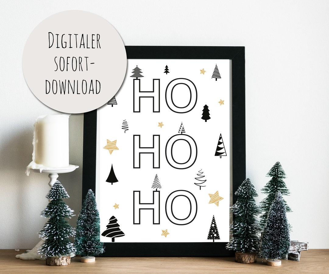 Christmas Poster ho HO Ho Poster Digital Download to Print Yourself - Etsy