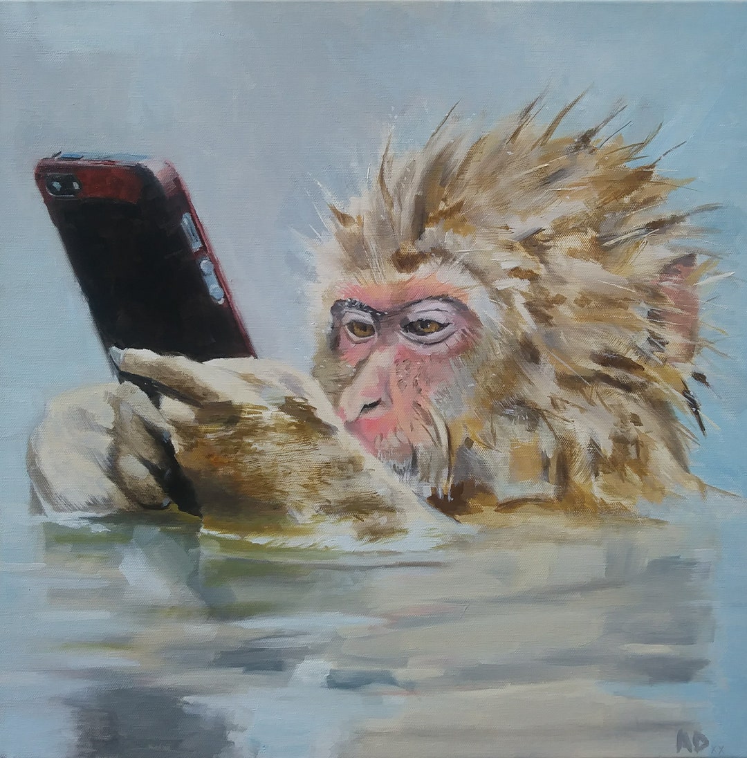 12x18 Inch Media Monkey Oil Painting Print - Etsy