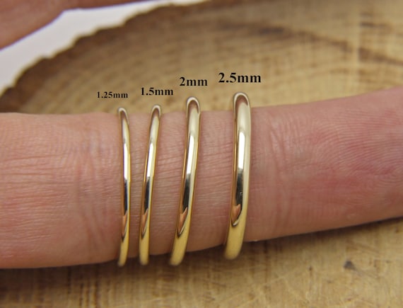 2 5 mm volle runde 10K Solid Gold Gelb Ehering solide 10K Gelbgold dicker Ring 2 50 mm voller runder Ehering Etsy