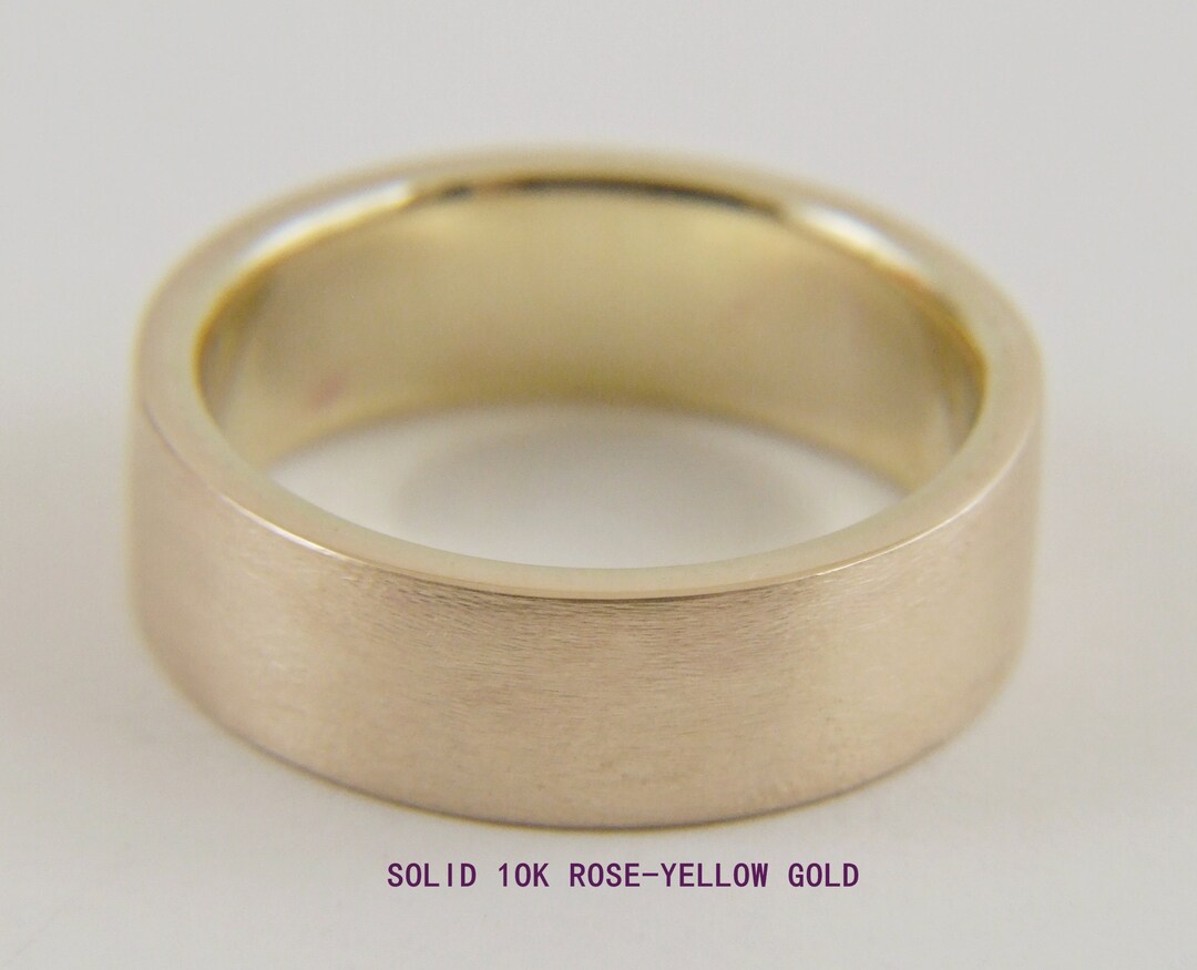 10K Solid Gold Two Color Band, Solid Gold Wedding Band , Rose - Yellow ...