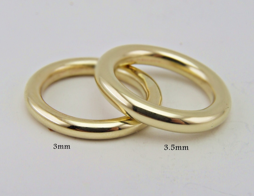 3mm ,3.5mm Full Rounded Handmade Solid 14K Yellow Gold Band, Solid Gold ...
