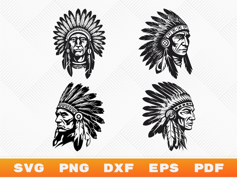 Indian Chief Svg Native American Svg Indian Headdress Svg - Etsy