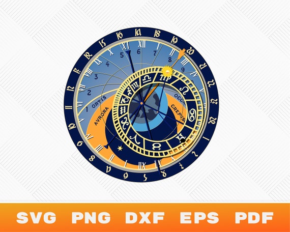 Prague Astronomical Clock SVG Astronomical Clock Clipart - Etsy