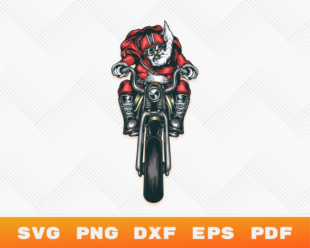 Santa Claus Riding Clip Art SVG, Cool Santa Claus Riding Motorcycle ...