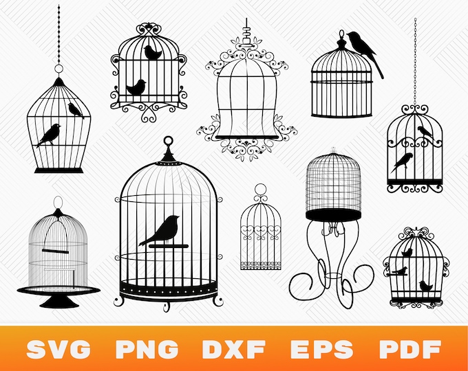 Bird Cage Svg Bundle, Cages Svg Cut File, Cage Vectors Silhouette, Cage ...
