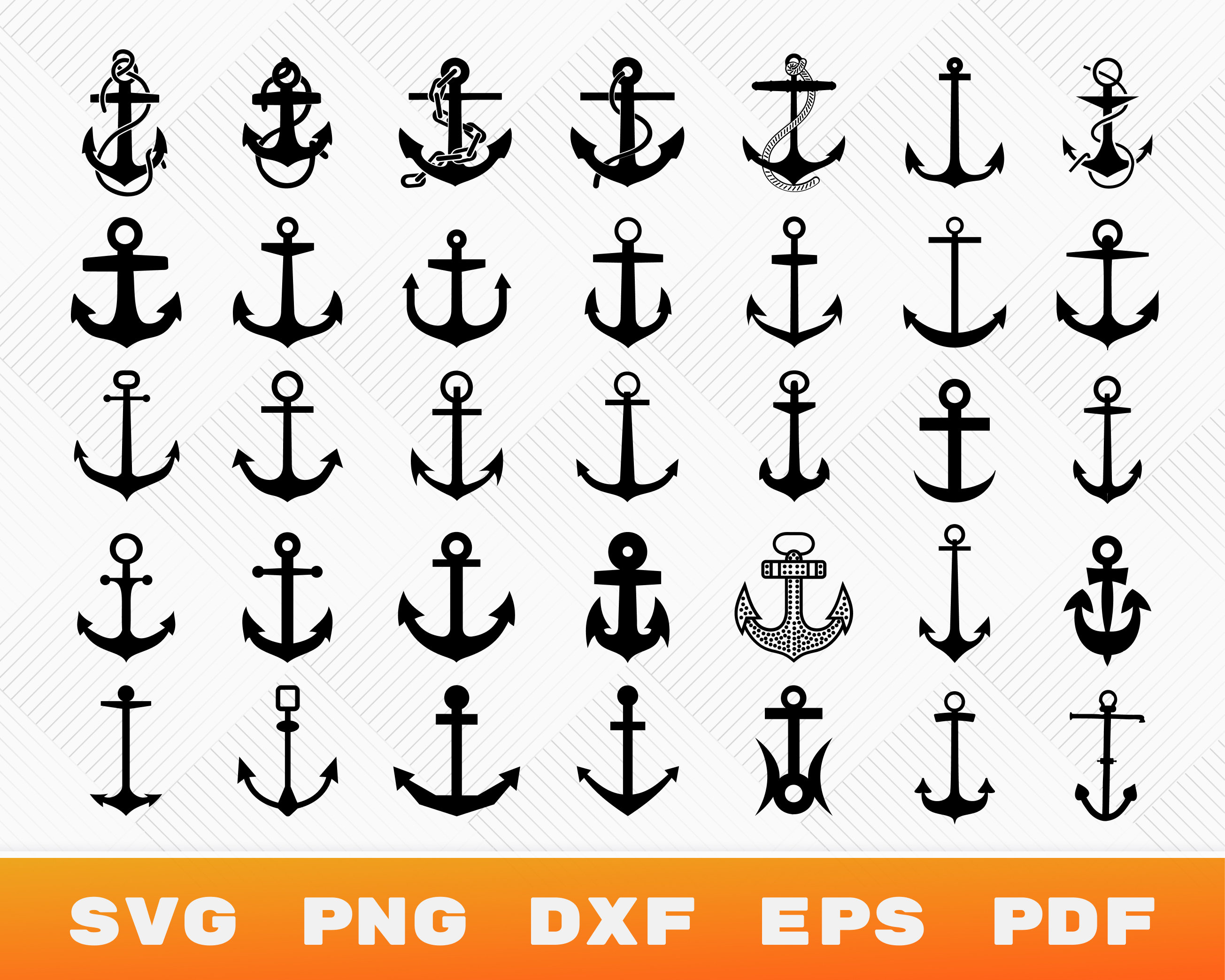 Anchor SVG Bundle, Split Anchor Rope SVG, Nautical SVG, Anchor Clipart ...
