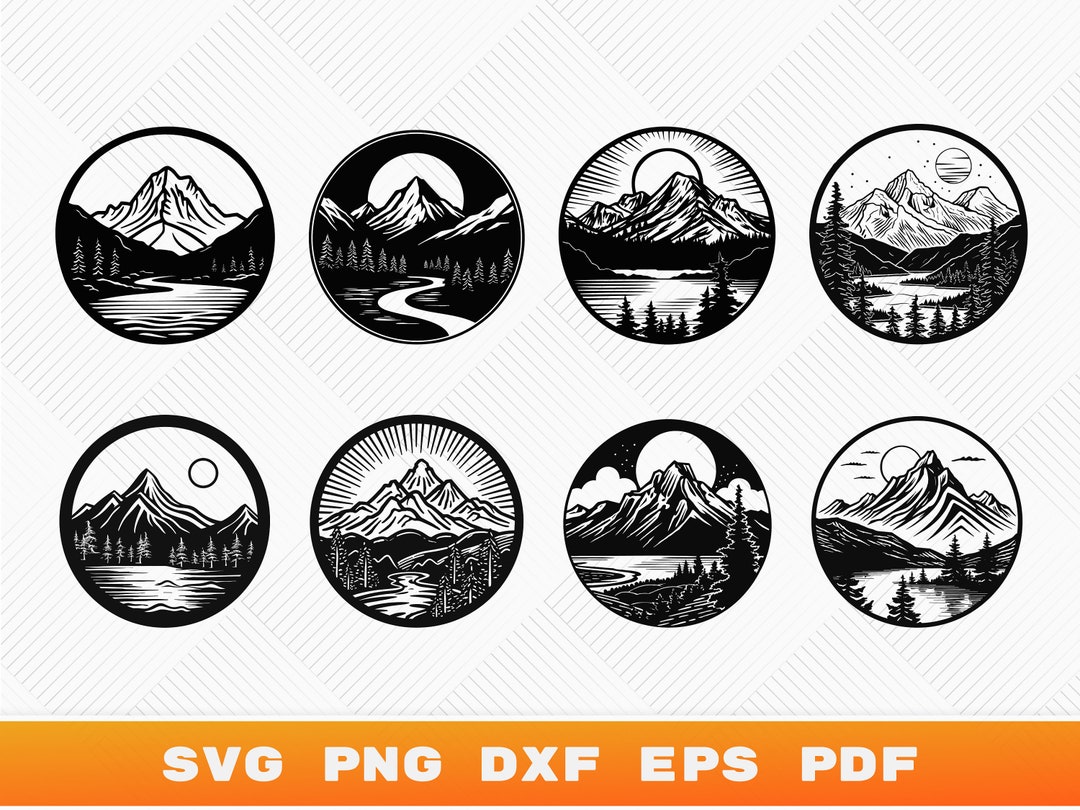 Mountain Scene Svg, Landscape Cut File, Mountain Silhouette Svg, Forest ...