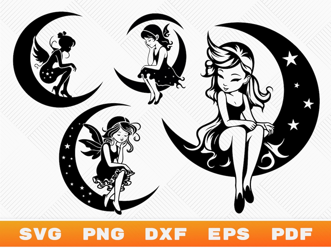 Fairy Svg, Fairy Silhouette, Fairy and Crescent Moon, Moon Fairy Svg ...