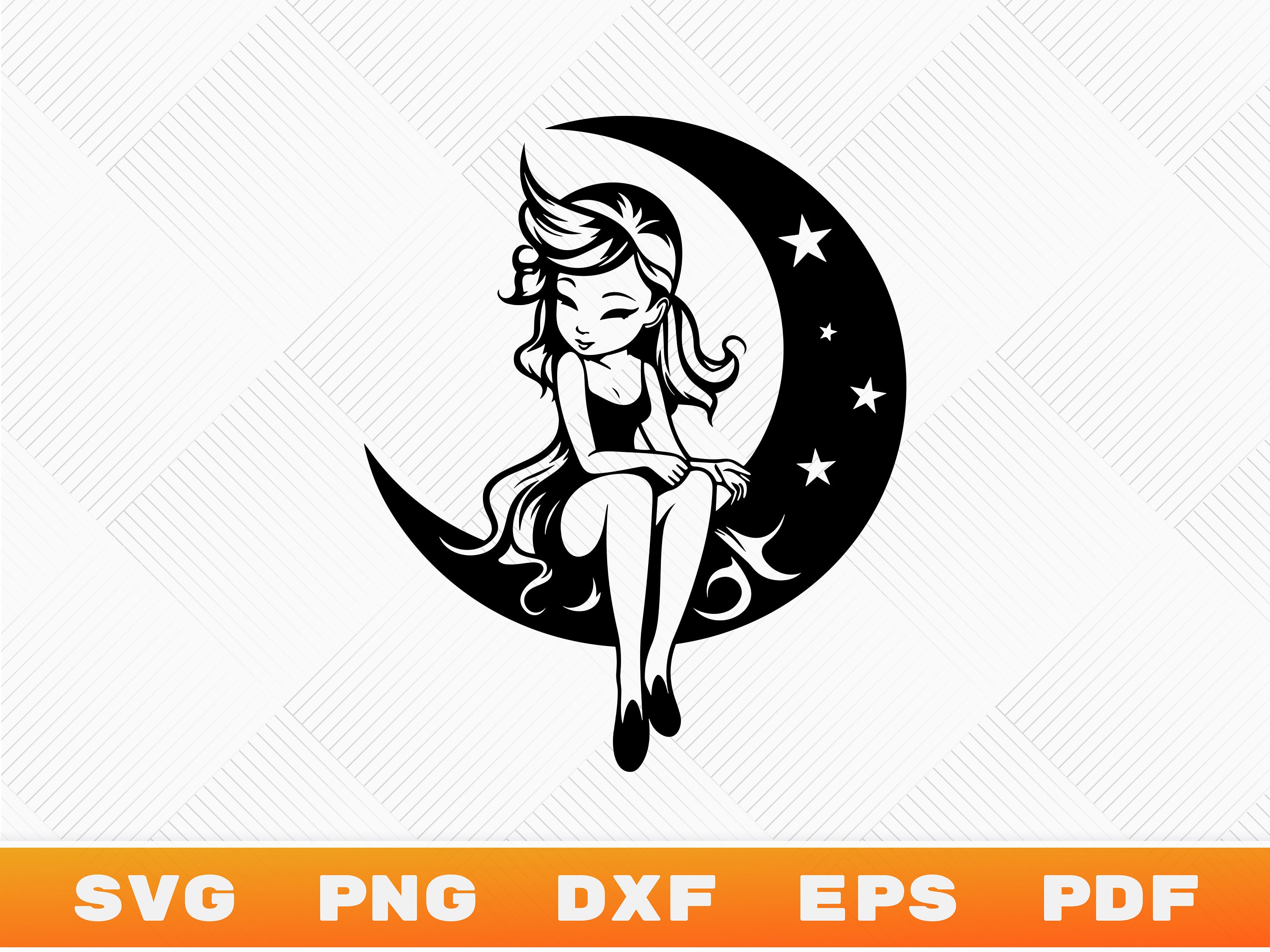 Fairy Svg Fairy Silhouette Fairy and Crescent Moon Moon - Etsy