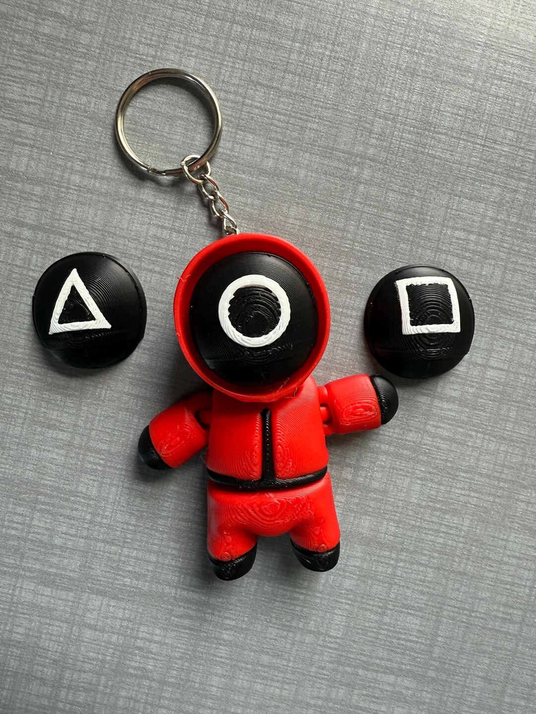 Squid Game Fidget Clicker – Red & Black – Articulating Keychain Toy - Etsy