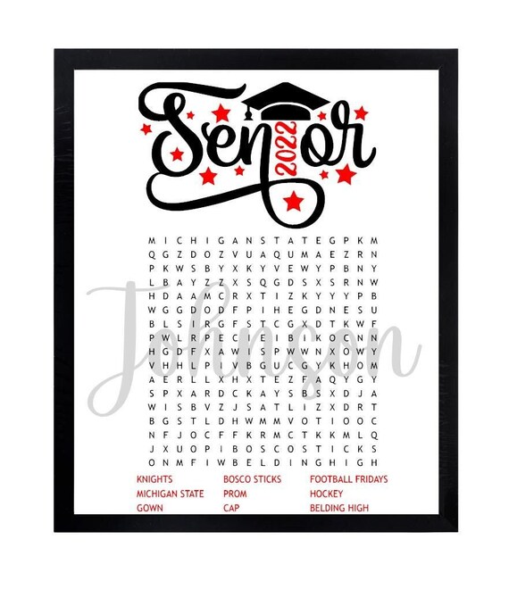 SENIOR CLASS OF Word Search Photo Frame | Etsy