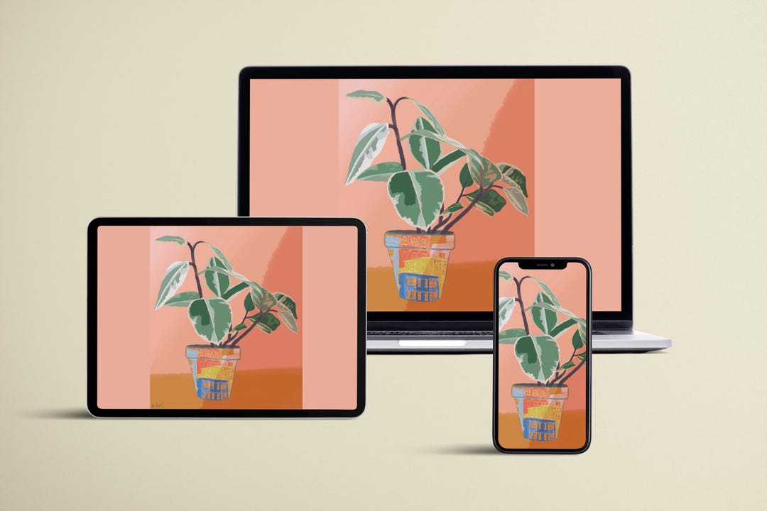 Rubber Tree Plant Art Print: Ficus Elastica Drawing (digital Download ...