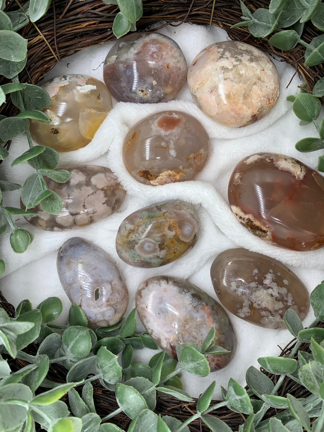 Flower Agate Palm Stones and Large Tumbled Stones Flower - Etsy España