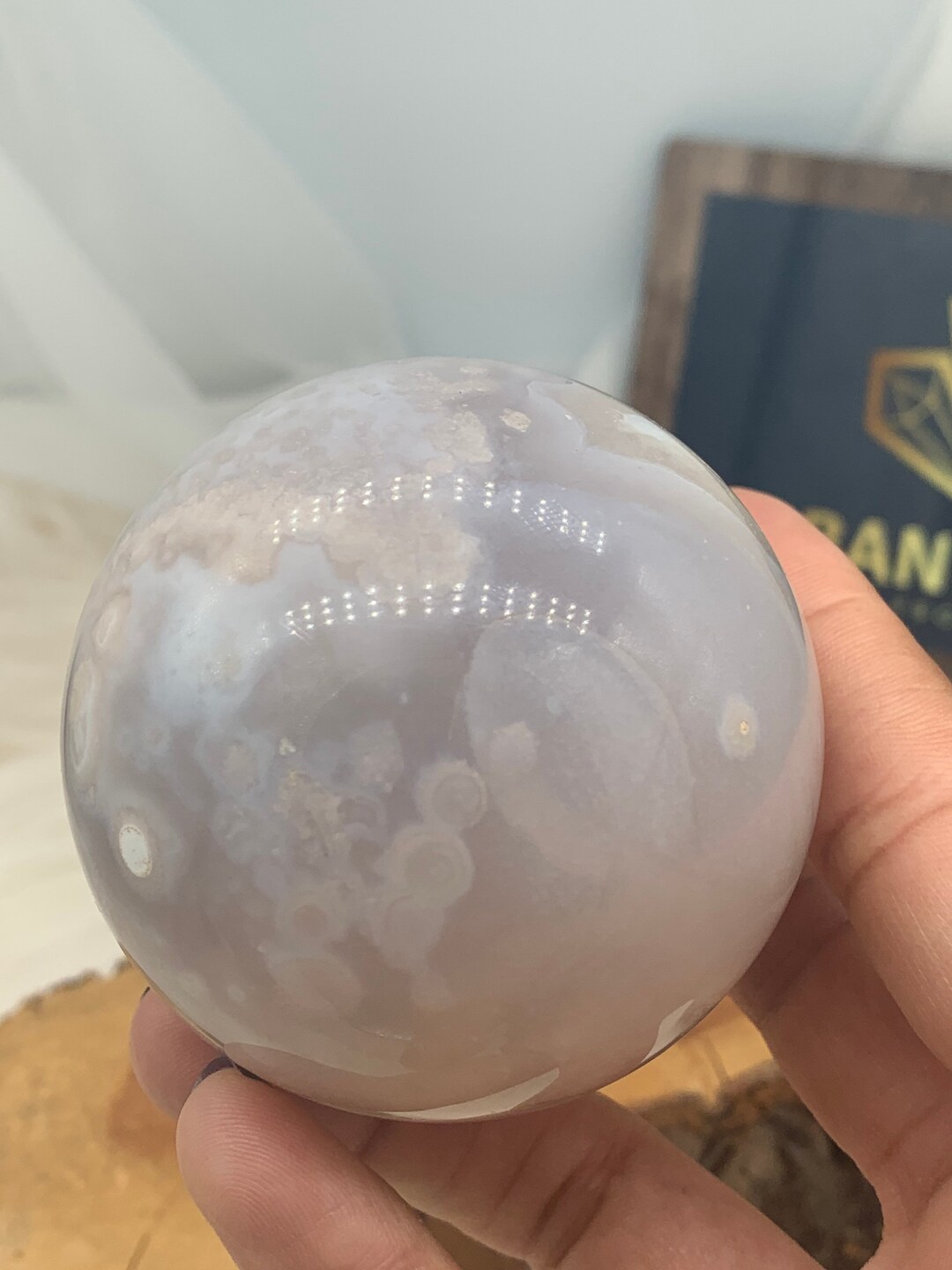 Flower Agate Cream Colored Flower Agate Sphere Flower - Etsy.de