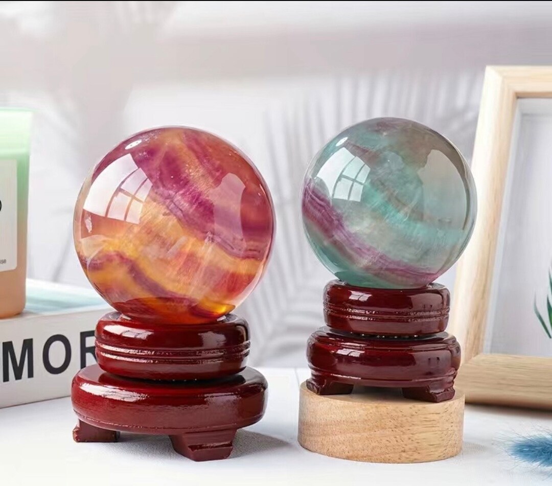 Crystal Ball • Fluorite • Fluorite Spheres • Natural Rainbow Fluorite ...