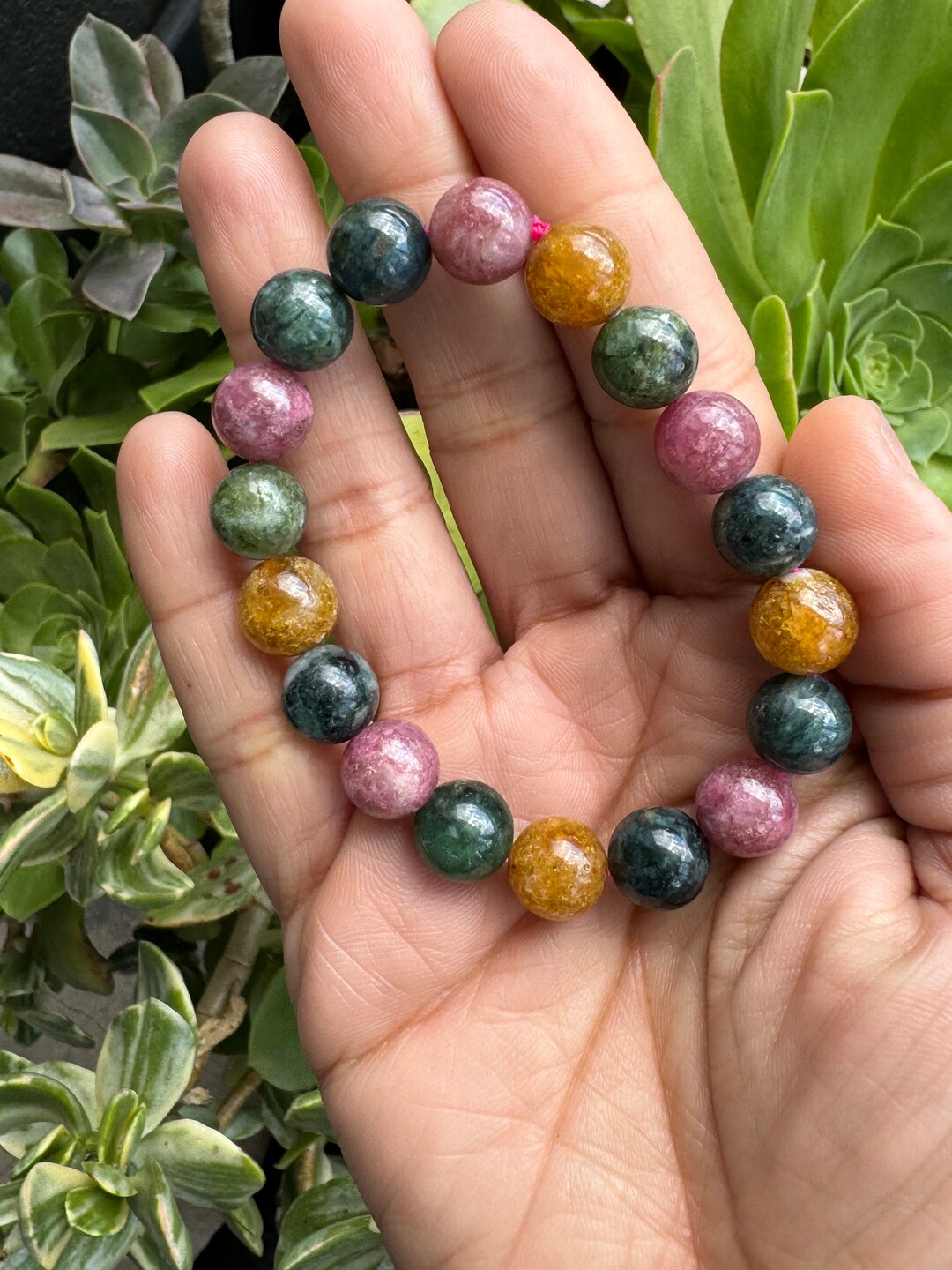 Colorful Tourmaline Crystal Bracelet • Natural Tourmaline • Handmade ...