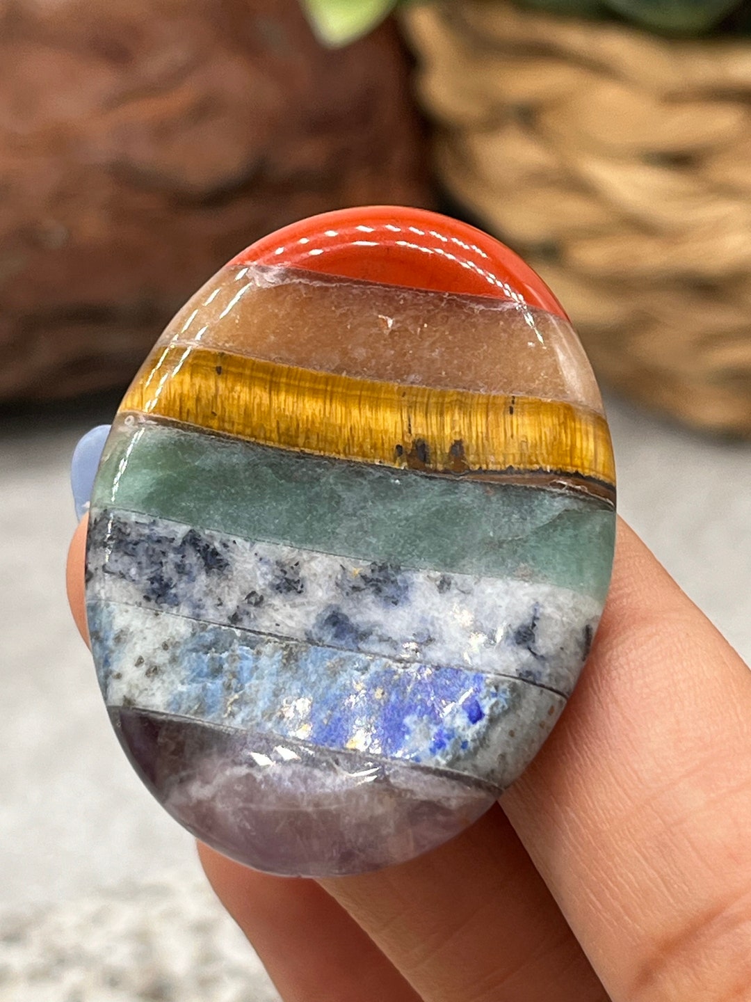 Seven Chakras Worry Stone • 7 Chakras Worry Stone • Crystal Worry ...