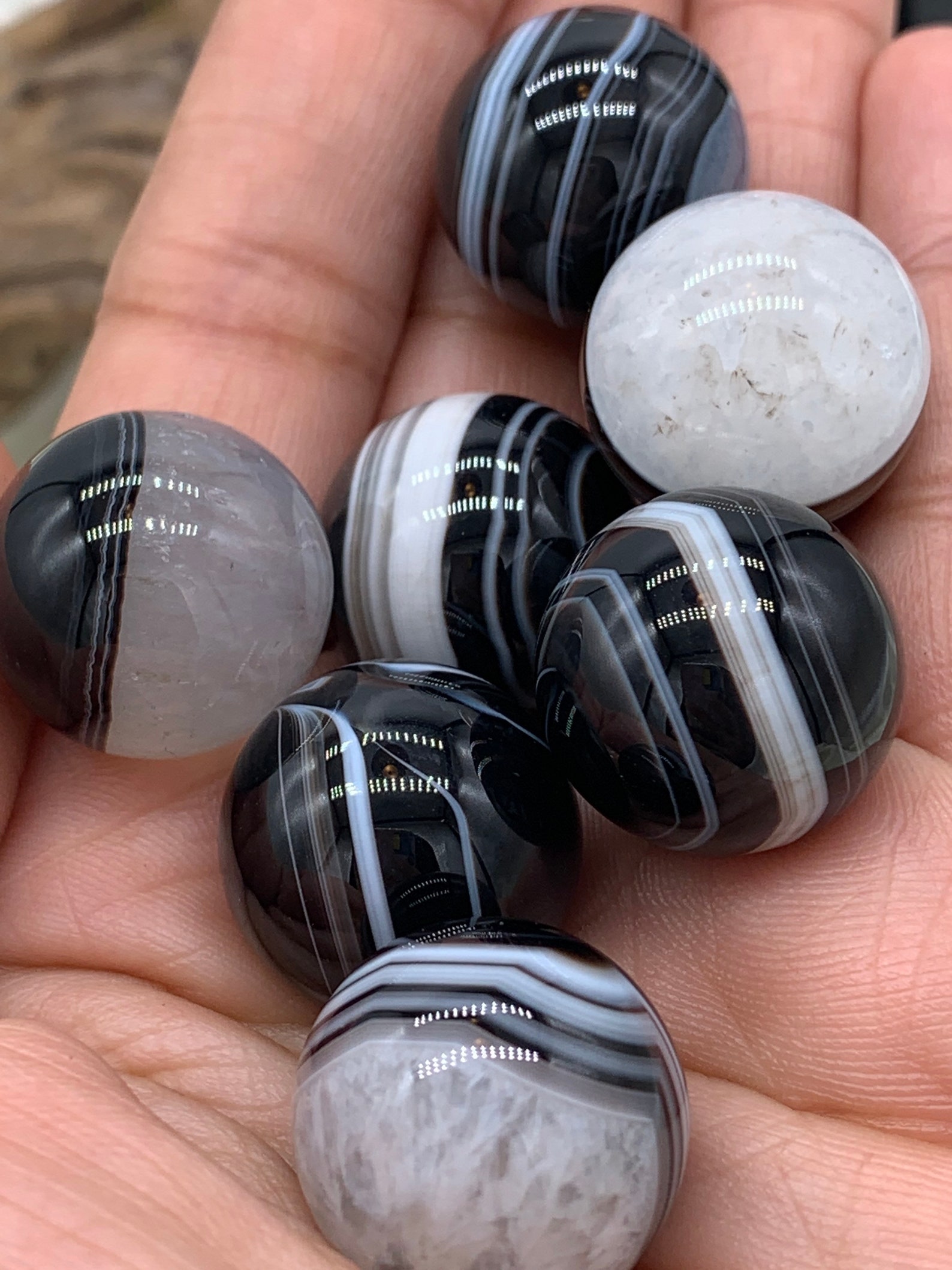 Black Agate Banded Black Agate Spheres | Etsy