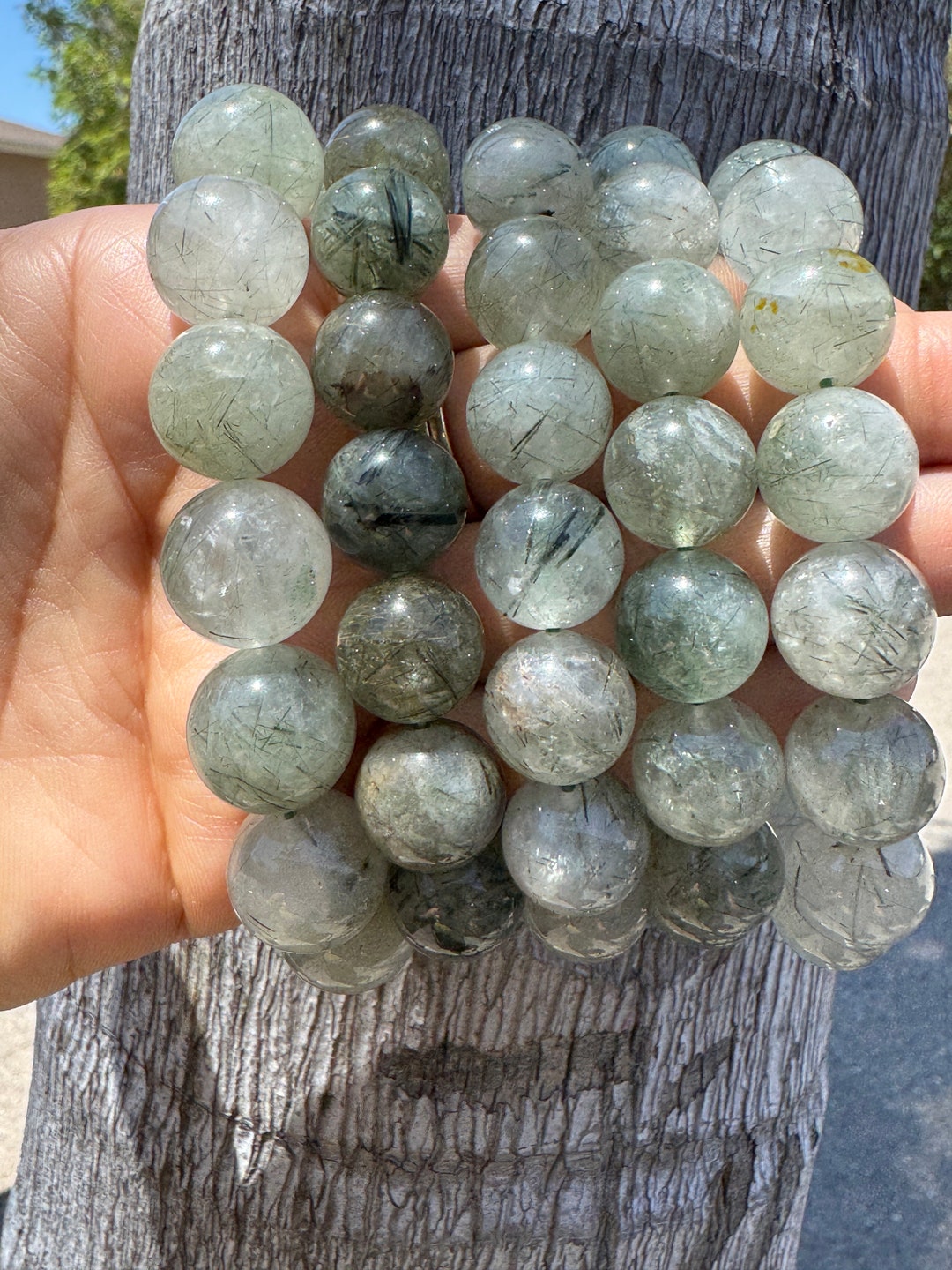Green Rutile Quartz Bracelet • Green Rutilated Bracelets • Green Rutile ...