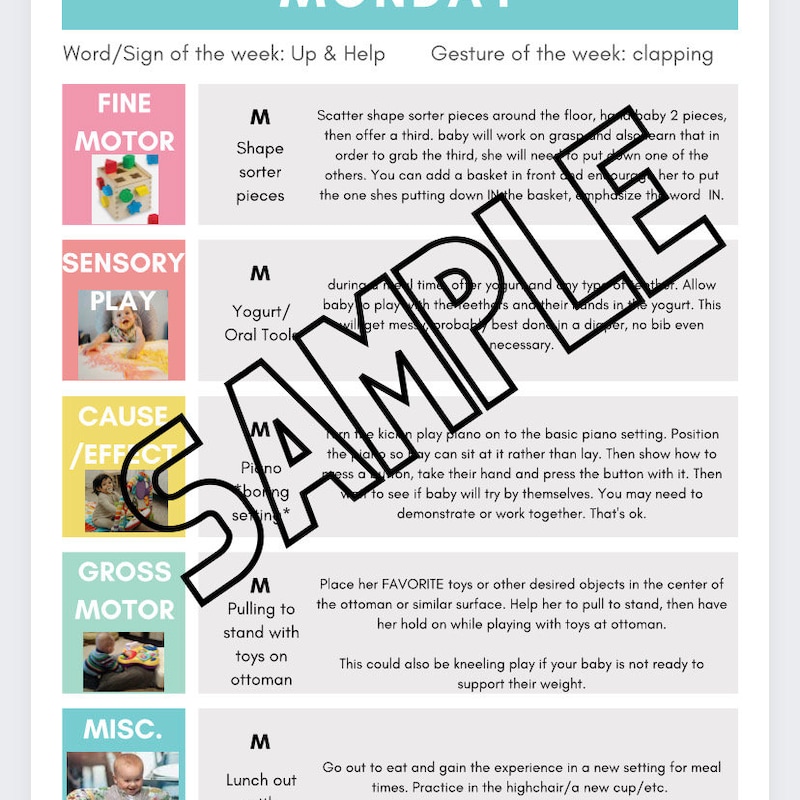 Infant Lesson Plan - Etsy