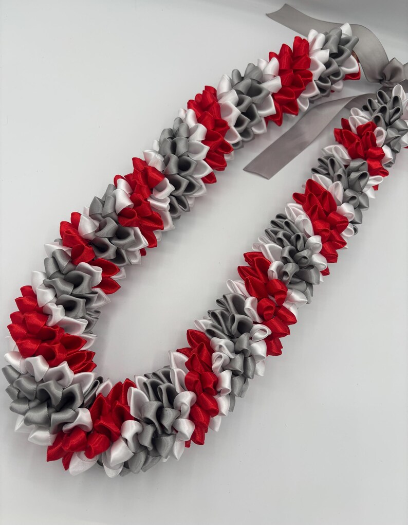 Red, White, and Gray Lei - Etsy