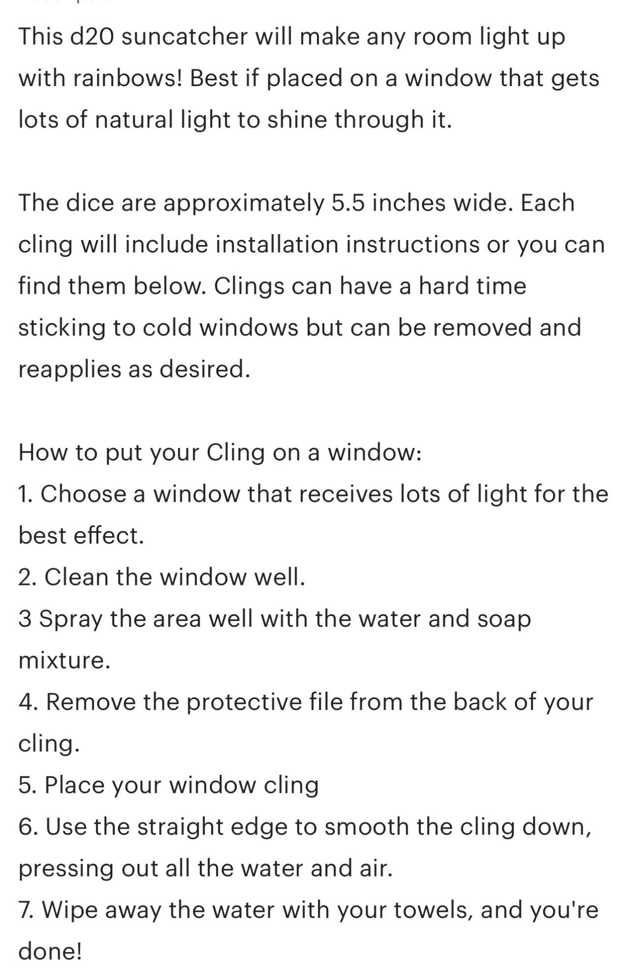 20 Sided Die Suncatcher Window Cling Cast D20 Rainbows in Your Home ...