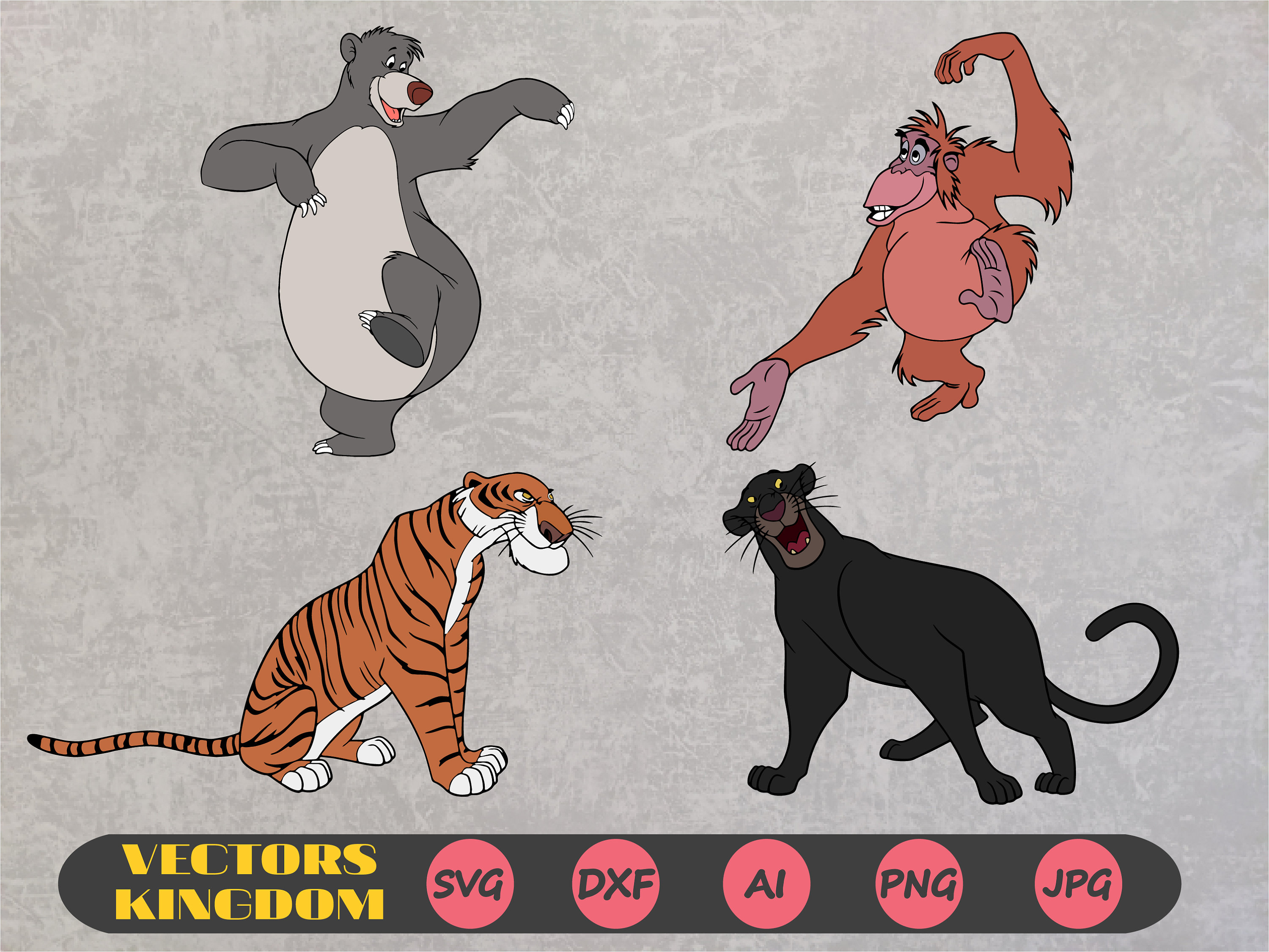Jungle Book Svg Mowgli Svg Baloo Svg Bagheera Svg Shere | Etsy New Zealand