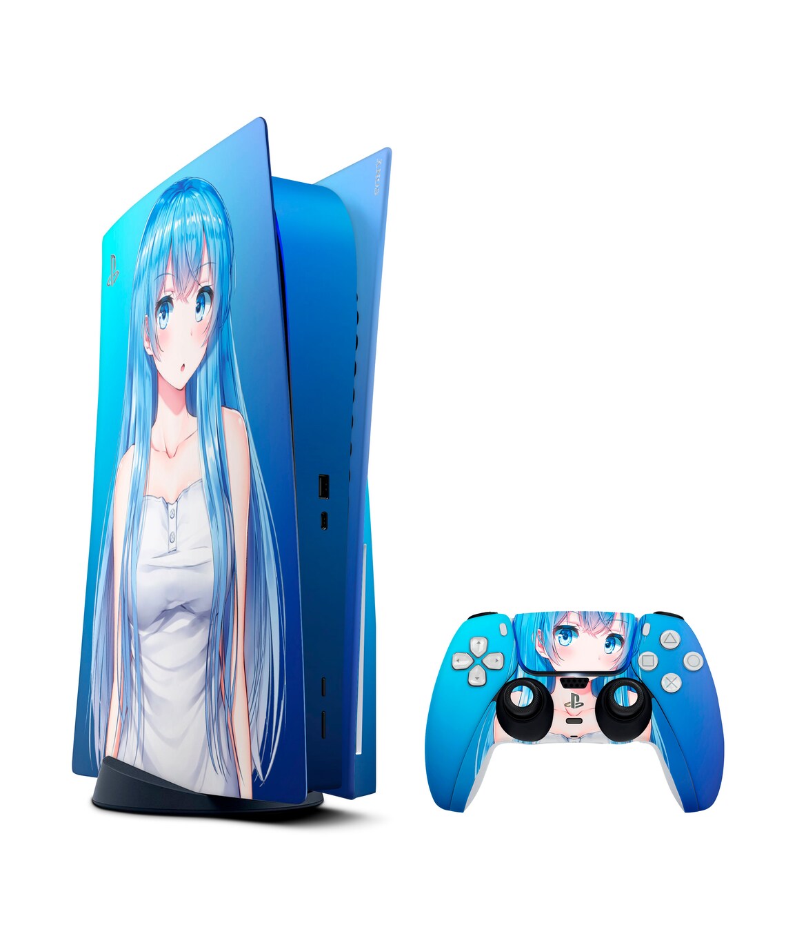 Anime Girl PS5 Console & Controller Skin Cute Blue Hair Anime | Etsy Anime Girl PS5 Console & Controller Skin Cute Blue Hair Anime | Etsy