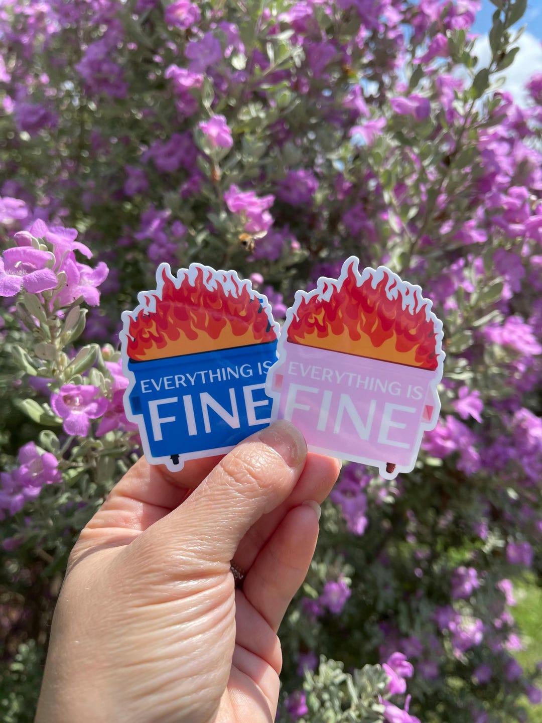 Everything is Fine, Dumpster Fire, Water Resistant Vinyl Sticker - Etsy