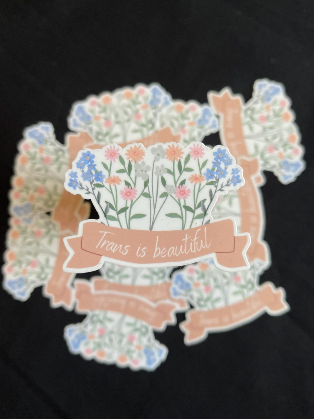Trans is Beautiful, Transgender Support Sticker, Floral Vinyl Sticker ...