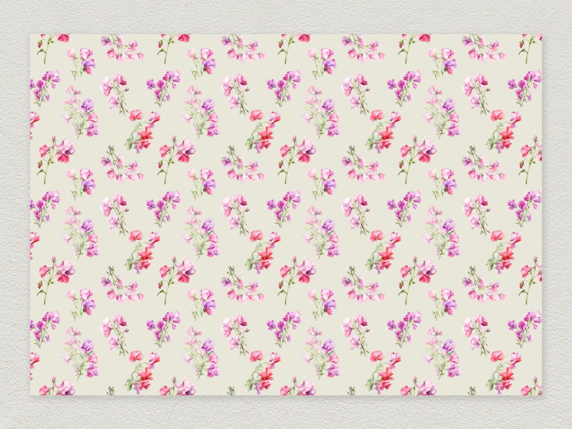Sweet Peas Pattern, Sweet Pea Png Pattern, Watercolor Delicate Floral ...