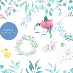 Watercolor Bundle - Digital Clipart - Flowers Bundle - Frame Wreath ...