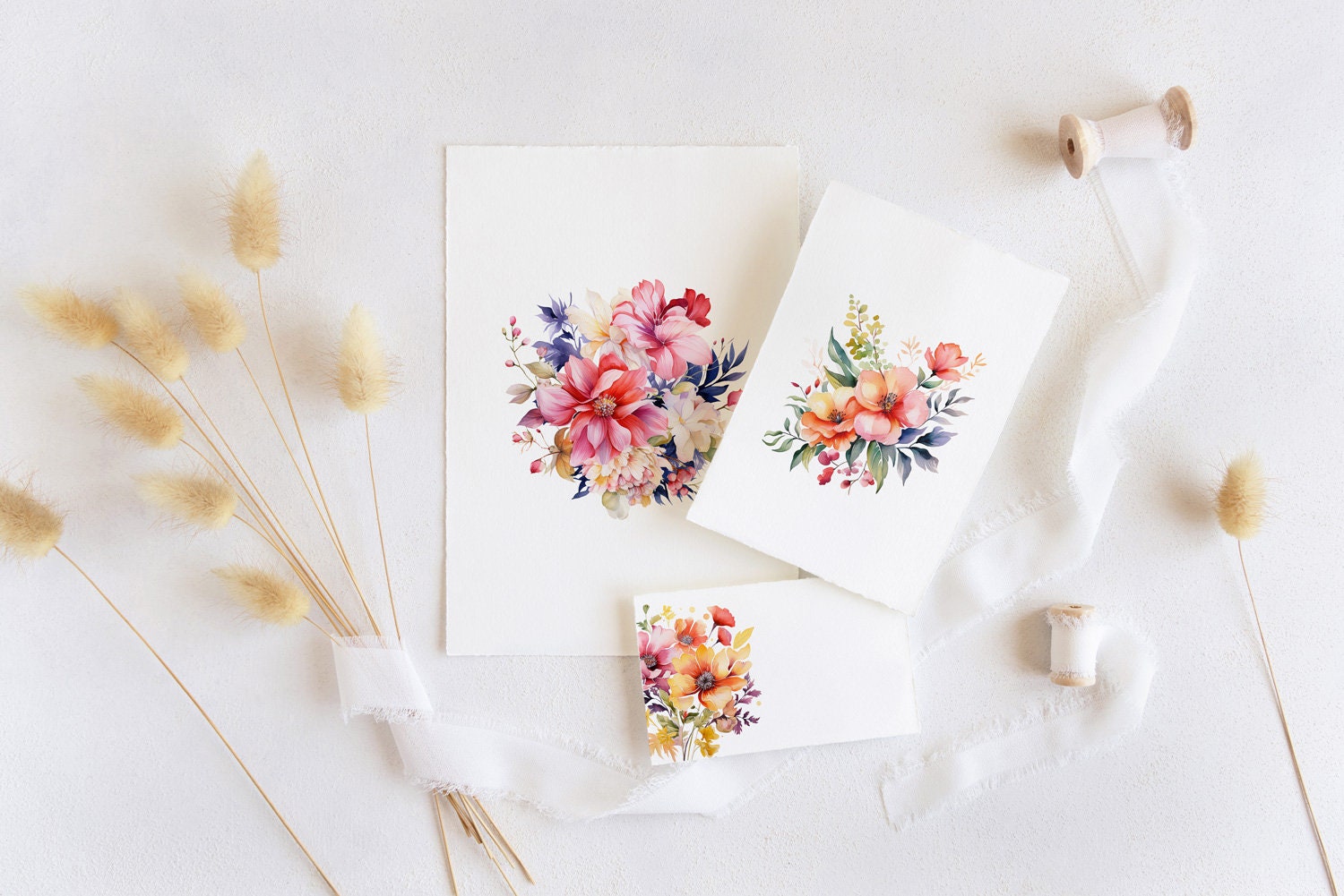 15 Beautiful Watercolor Bouquets Clipart Bundle, Different Flowers and ...