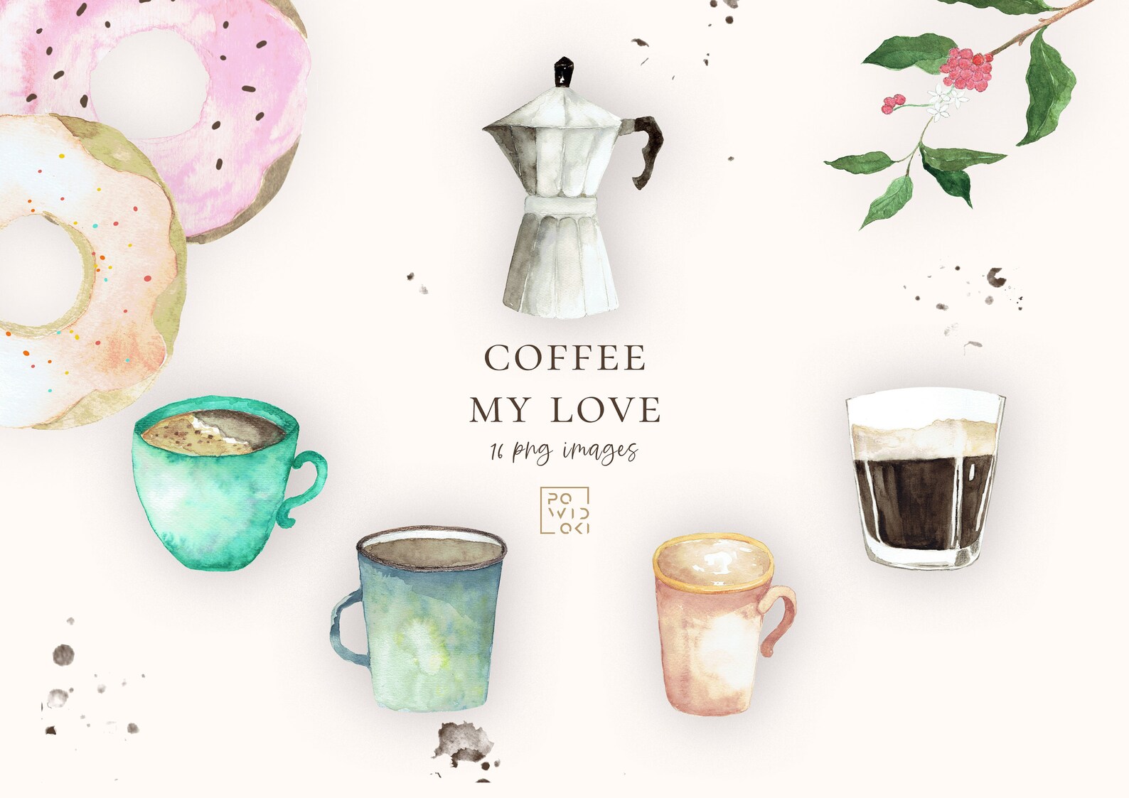 Watercolor Coffee Clipart Instant Download Illustration PNG - Etsy