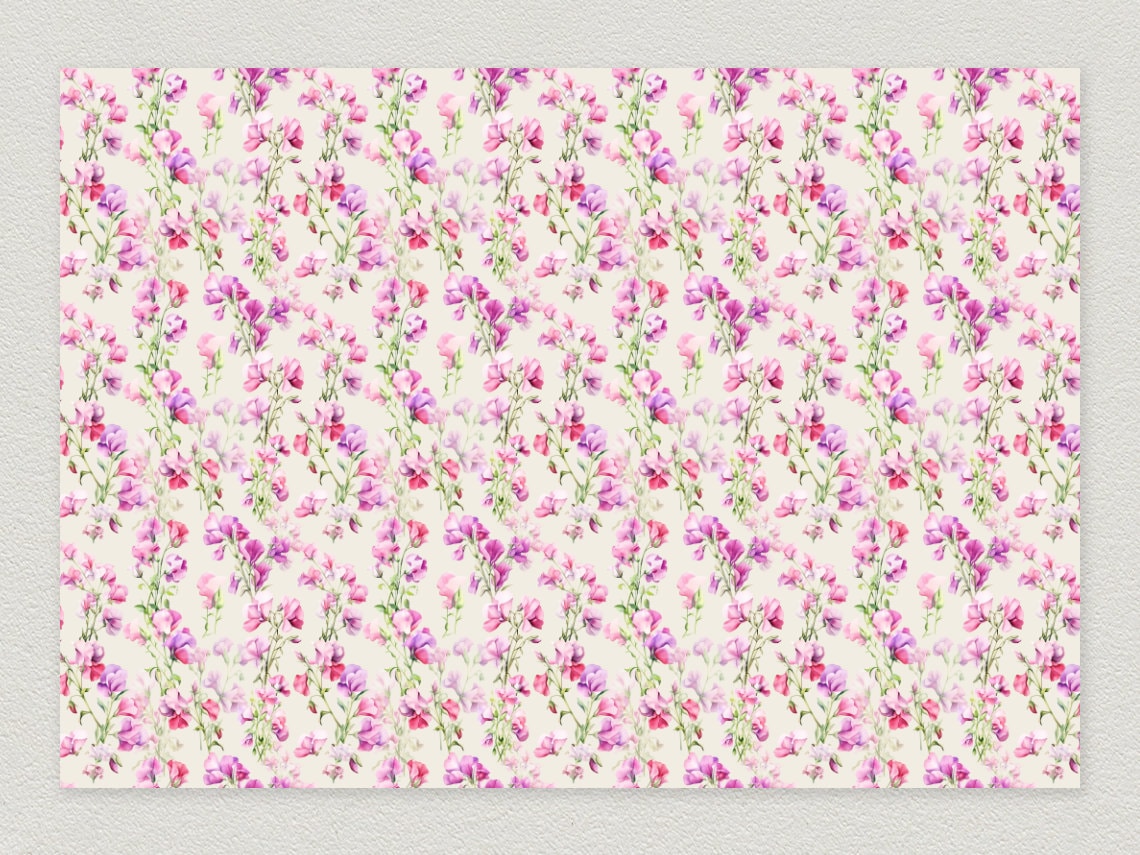 Sweet Peas Pattern, Sweet Pea Png Pattern, Watercolor Delicate Floral ...