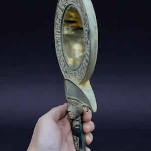 Egyptian Hathor Mirror, Handmade Personal Mirror - Etsy
