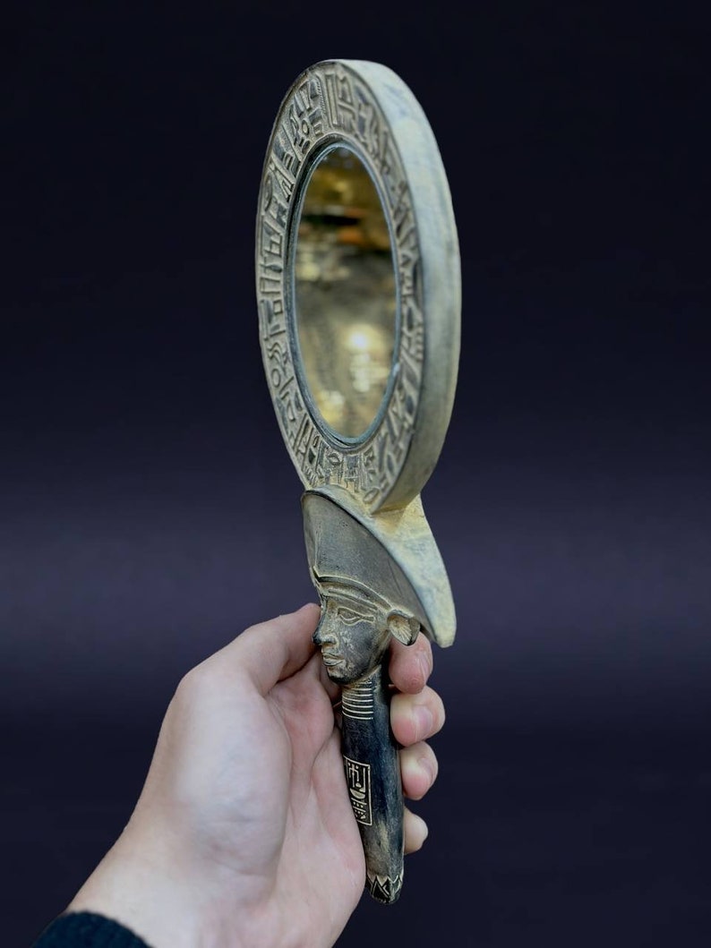 Egyptian Hathor Mirror, Handmade Personal Mirror - Etsy