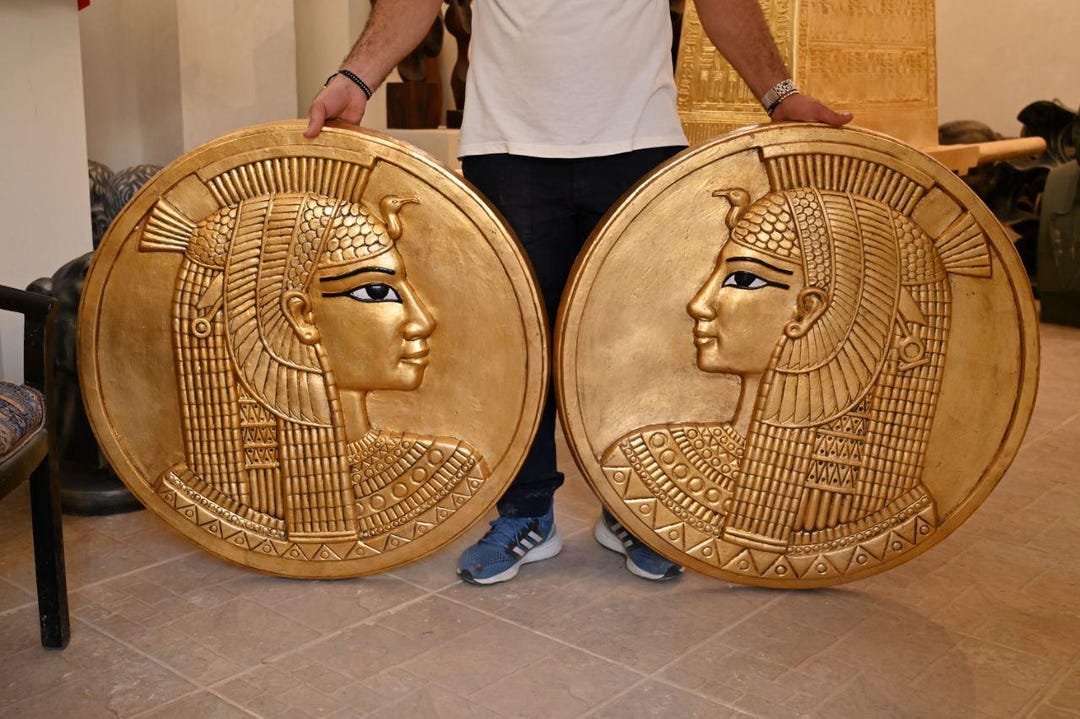 Queen Cleopatra Relief Disc: Handmade Egyptian Wall Art - Etsy
