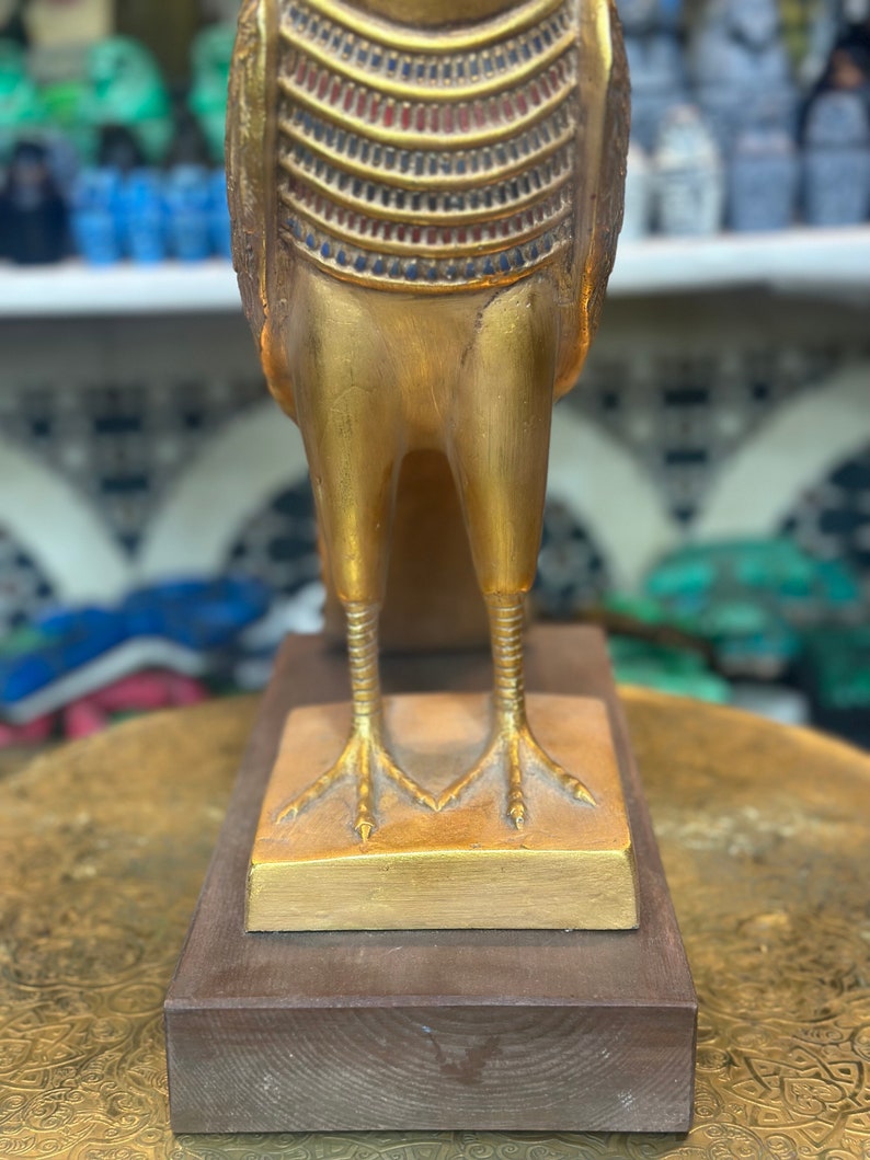 Horus Statue: Egyptian God of Protection, Gold Leaf Stone Sculpture - Etsy