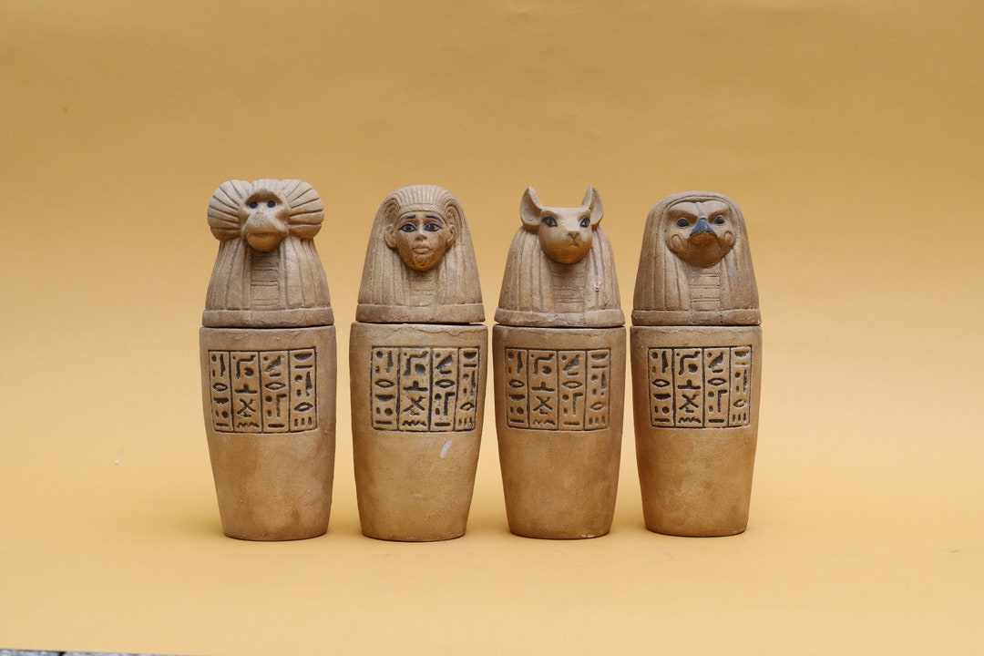 Canopic Jars (sons of Horus) Jars for Mummification Handmade Egyptian ...