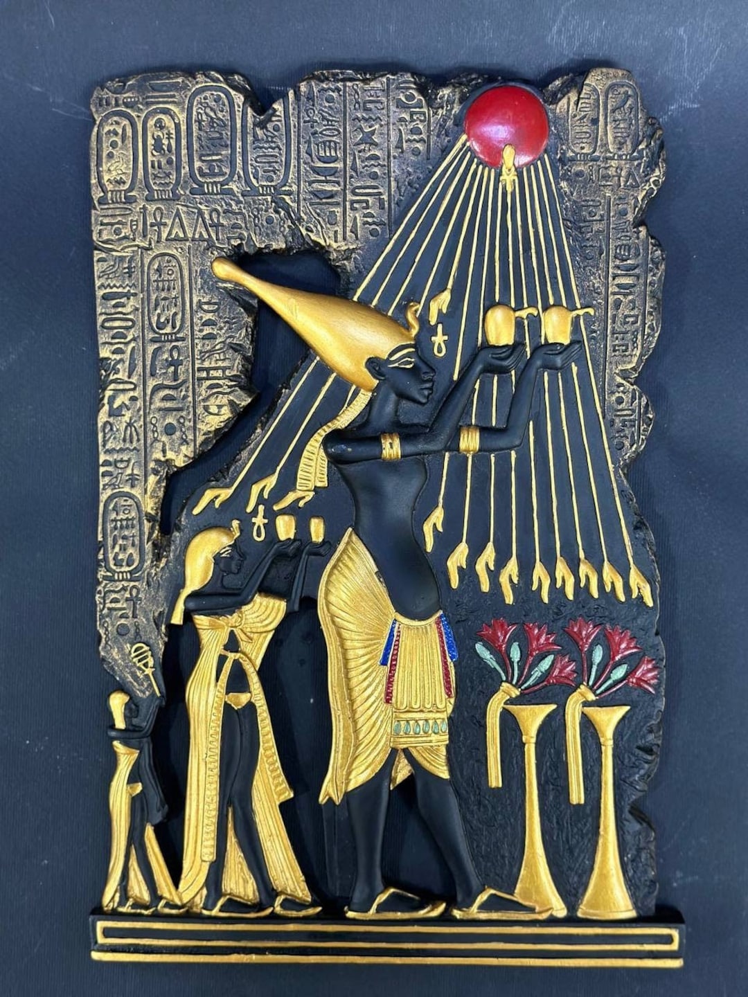 Akhenaten and His Family Painting-make Offering the Sun God Atun-tell ...