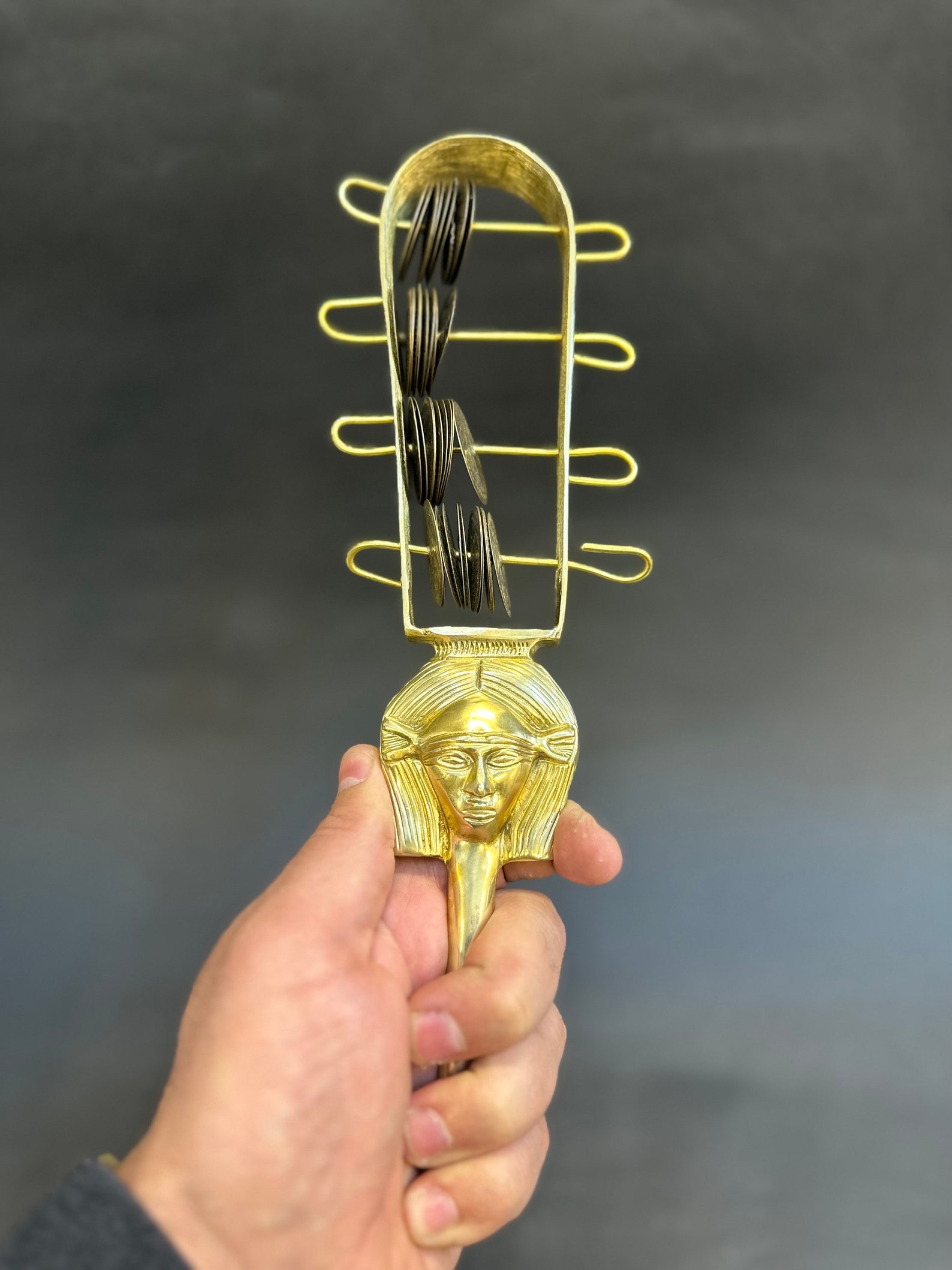 Beautiful Brass Sistrum of Hathor-an Important Religious Symbol ...