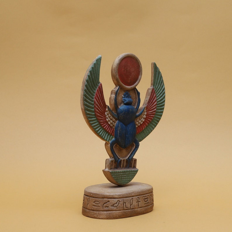 Winged Scarab Statue: Egyptian Good Luck Symbol, Stone Handcraft - Etsy