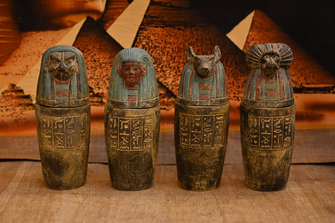Sons of Horus -mummification- Canopic Jars- Antiques-egyptian Handmade ...